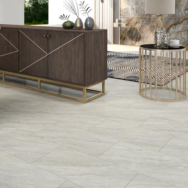 Naturelle Dove Slate Tile Gluedown Luxury Vinyl Flooring