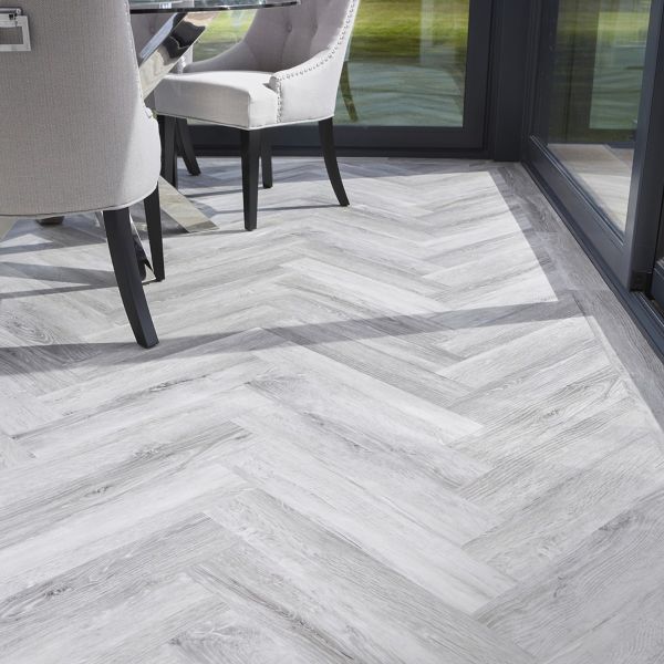 Signature Select Parquet Herringbone Luxury Vinyl Flooring Silver Wood ...